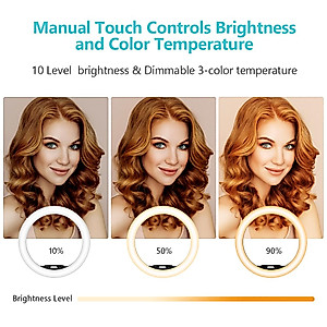 Sensyne 12'' Ring Light with 50'' Extendable Tripod Stand, LED Circle Lights with Phone Holder for Live Stream/Makeup/YouTube Video/TikTok, Compatible with All Phones