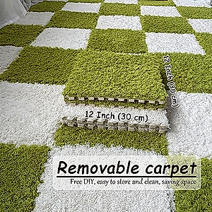 12x12 Inch Interlocking Carpet Tiles,30 Pieces Plush Foam Floor Mat, Keep Warm,Non-Slip,Bedroom,Playroom,Parlor,30 Sq.ft.(Color:Purple)