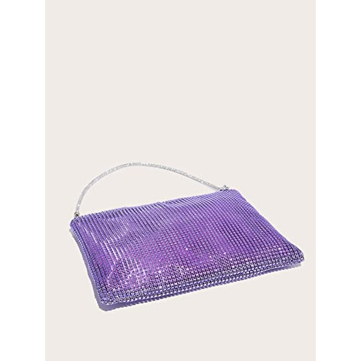 Verdusa Women's Shiny Rhinestone Evening Handbag Hobo Bag Clutch Purse Purple one-size