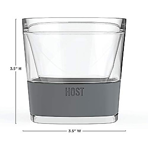 Host Freeze Cooling cups set of 2, Old Fashioned Glass with Silicone band for Bourbon, Scotch, and Whiskey, Whisky Gifts for Men, Grey