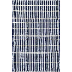 Dash & Albert Samson Navy Handwoven Indoor/Outdoor Rug, 8 X 10 Feet, Blue/Ivory Stripe Pattern