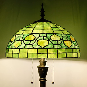ZJART Tiffany Floor Lamp Green Stained Glass Apple Style Reading Lamp W16H70 Inch Tall Antique Standing Pole Light Bronze Finsh, Bright Lighting Decor Home Corner Living Room Bedroom Office