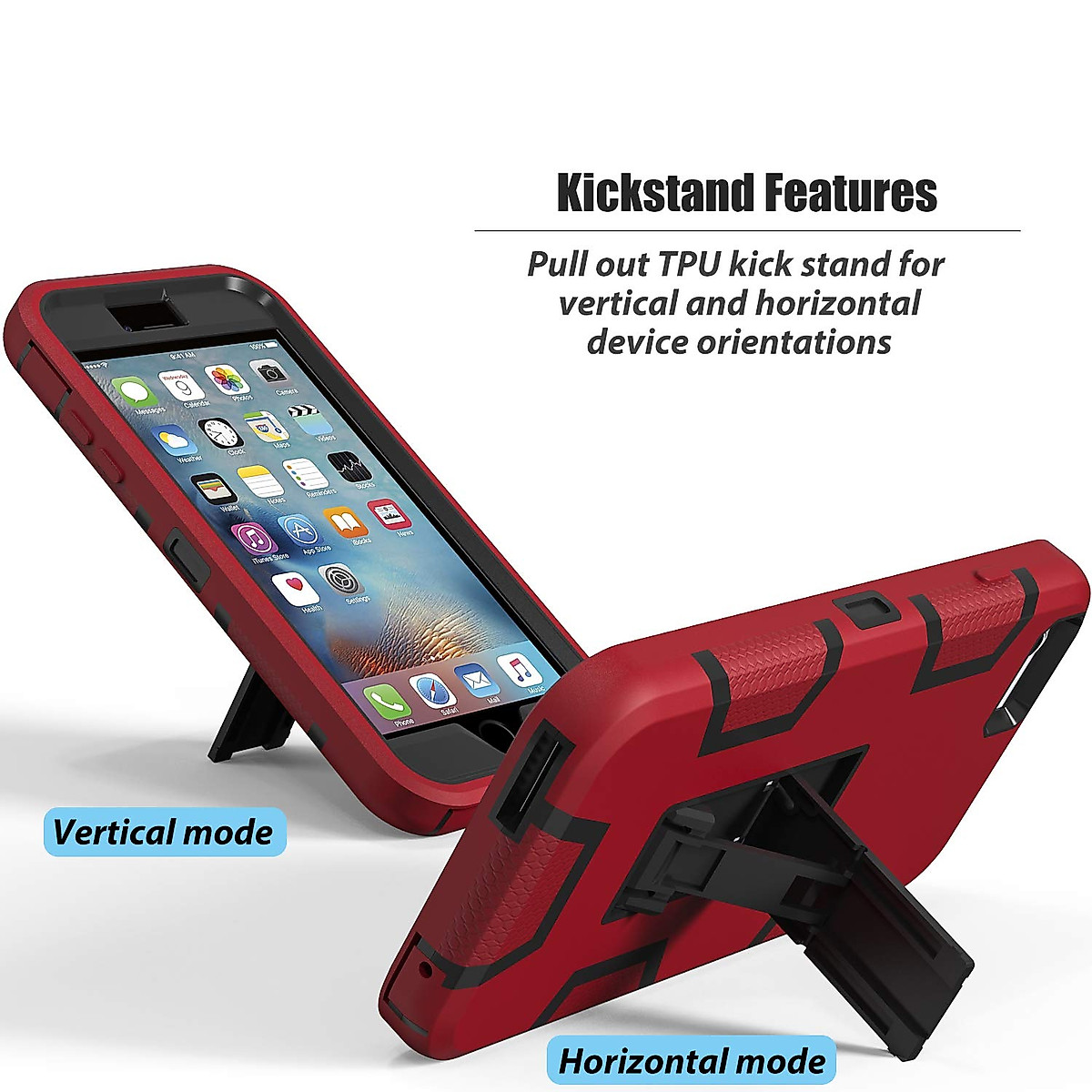LUCKYCAT iPhone 6s Case, iPhone 6 Case, Kickstand Case for iPhone 6s, Anti-Scratch Anti-Fingerprint Heavy Duty Protection Shockproof Rugged Cover for 4.7inch iPhone 6s, Red