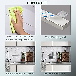 Hamletoff Magnetic Knife Holder for Wall no Drilling – 16 Inch Stainless Steel Magnetic Knife Holder Self Adhesive - Kitchen Magnetic Knife Strip with Adhesive Sticker