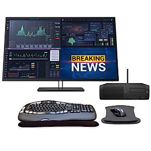 HP Z2 G5 SFF Trading Computer Bundle with Intel Core i7 8-Core up to 4.8GHz, 16GB DDR4-2933, 512GB SSD, Quadro P1000 GPU, Win 10, Z43 UHD 43 Inch Monitor, Keyboard, Gel Pads