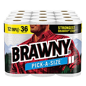 Brawny® Pick-A-Size® Paper Towels, 12 Triple Rolls = 36 Regular Rolls
