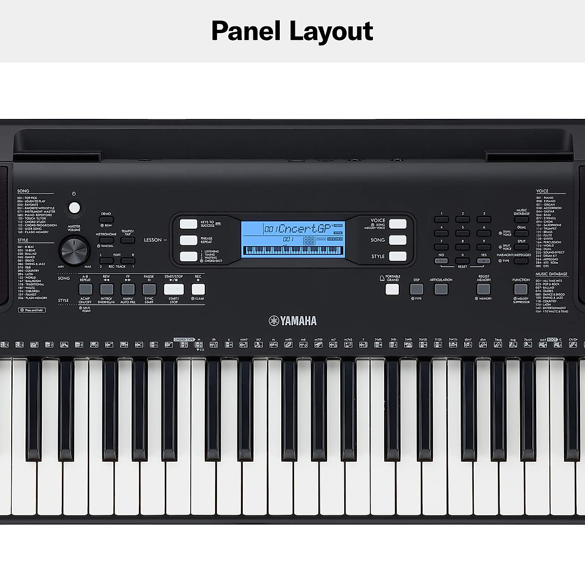 Yamaha PSRE373 61-Key Touch Sensitive Portable Keyboard (Power Adapter Sold Separately)