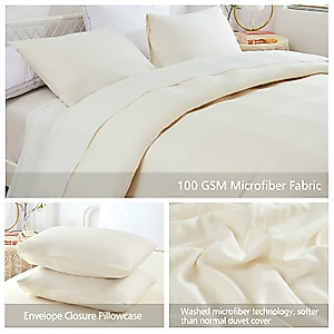 JML Duvet Cover , Ultra Soft 100% Washed Microfiber 3 Pieces Bedding Duvet Cover Set and Breathable Solid Color Duvet Cover Set