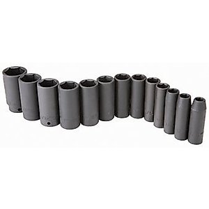 Pittsburgh 13 Piece 1/2" Drive SAE Deep Wall Impact Socket Set