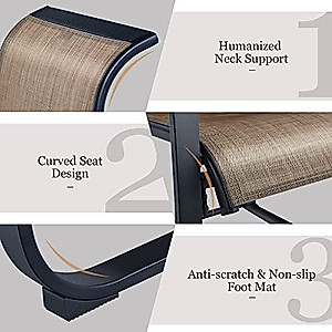 Tangkula 6 Pieces Patio Dining Chairs, Outdoor C Spring Motion Dining Chair Set w/Armrests & Neck Support, High Back Weather Resistant Steel Chairs w/Breathable Fabric for Pool, Lawn, Backyard