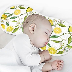 vvfelixl Muslin Burp Cloths Lemon Flowers Baby Washcloths for Baby Girl Boys 2 Pack White