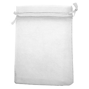 COTOSEY 50Pcs Organza Bags 12x16 inch Sheer Organza Favor Bags Extra Large Organza Drawstring Bags (White)
