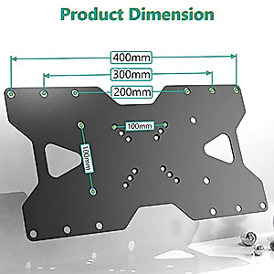 WALI VESA Adapter Plate for TV Mount, 400x200 Universal VESA Mount, Convert 75x75, 100x100mm up to 400x200mm VESA Patterns (ADP402), Black