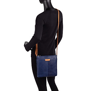 Le Donne Leather Cora Slip Pocket Crossbody - Premium Full Grain Colombian Leather, 9" x 9.5"x1" (Tan)