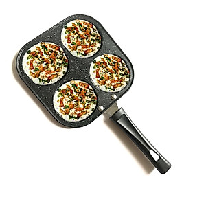 SHRIYA Non Stick Mini Uttapam Pan Aluminum 4-Cup Egg Cooker Pan Multipurpose Pancake Pan Omelet Cooker Griddle Uttapam Tawa, Multicolor