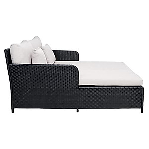 Safavieh Outdoor Collection PAT7500 Daybed, Black/Light Grey