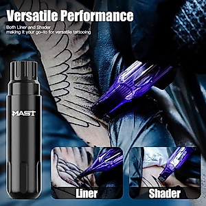 Mast Tour Tattoo Gun Kit, Wireless Rotary Tattoo Pen Machine Kit, 2 Tattoo Batteries Power Supply, 20Pcs Needles, Complete Tattoo Kit