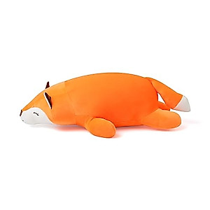 Niuniu Daddy Fox Stuffed Animals Not Weighted, Cute Big Lying Fox Plush Toy, 18.1in Kawaii Soft Plushies, Hugging Body Pillow for Christmas/Birthday/Party Gifts Presents for Kids Girls Boys Adults