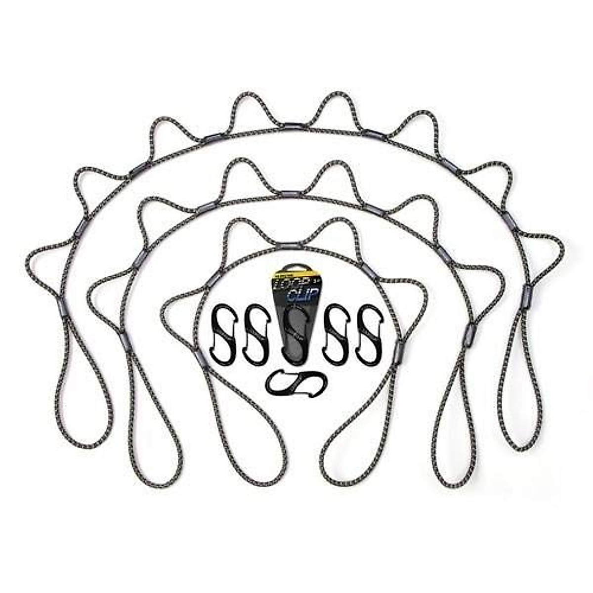 Loop Rope Hunter Pack| Bungee Cord Tie Down System | Adjustable Cargo Strap | Knot Free | Truck, RV, ATV, Camping, Outdoor Accessory | Loop, Clip & Go Includes 3', 4', 5' Ropes, & 6 Loop Clips