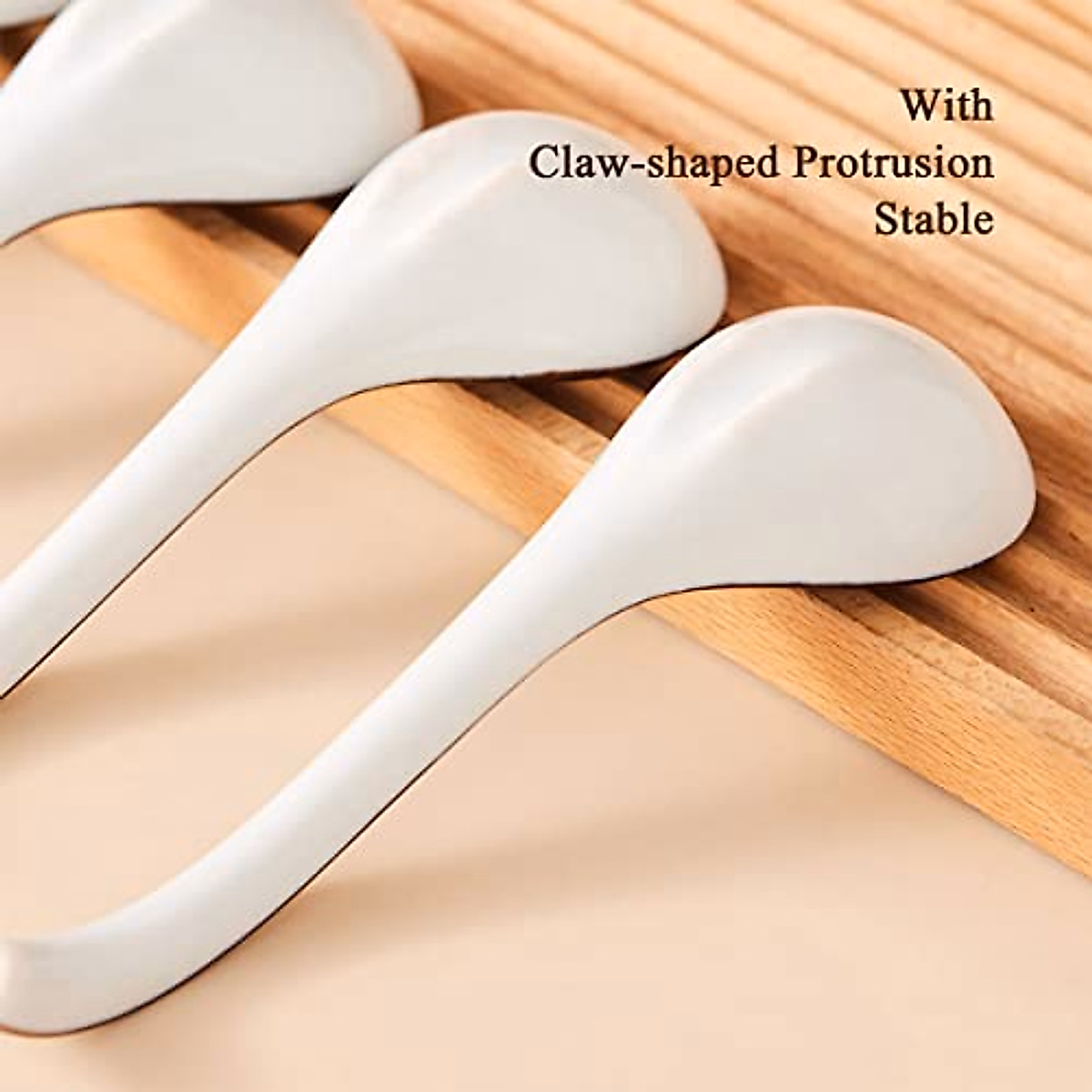 Ceramic Soup Spoons Sets of 4,Asian Soup Spoons,Long Ramen spoons,Japanese soup spoons for Pho,Wonton,Noodles,Chinese Ceramic Rice Spoons,4Pcs