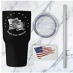 US Army Veteran 30oz Patriotic Tumbler - American Flag Tumbler Travel Mug - Patriotic Coffee Travel Mug - Double Insulated 30oz Tumbler - Engraved in the USA - (Army Veteran)