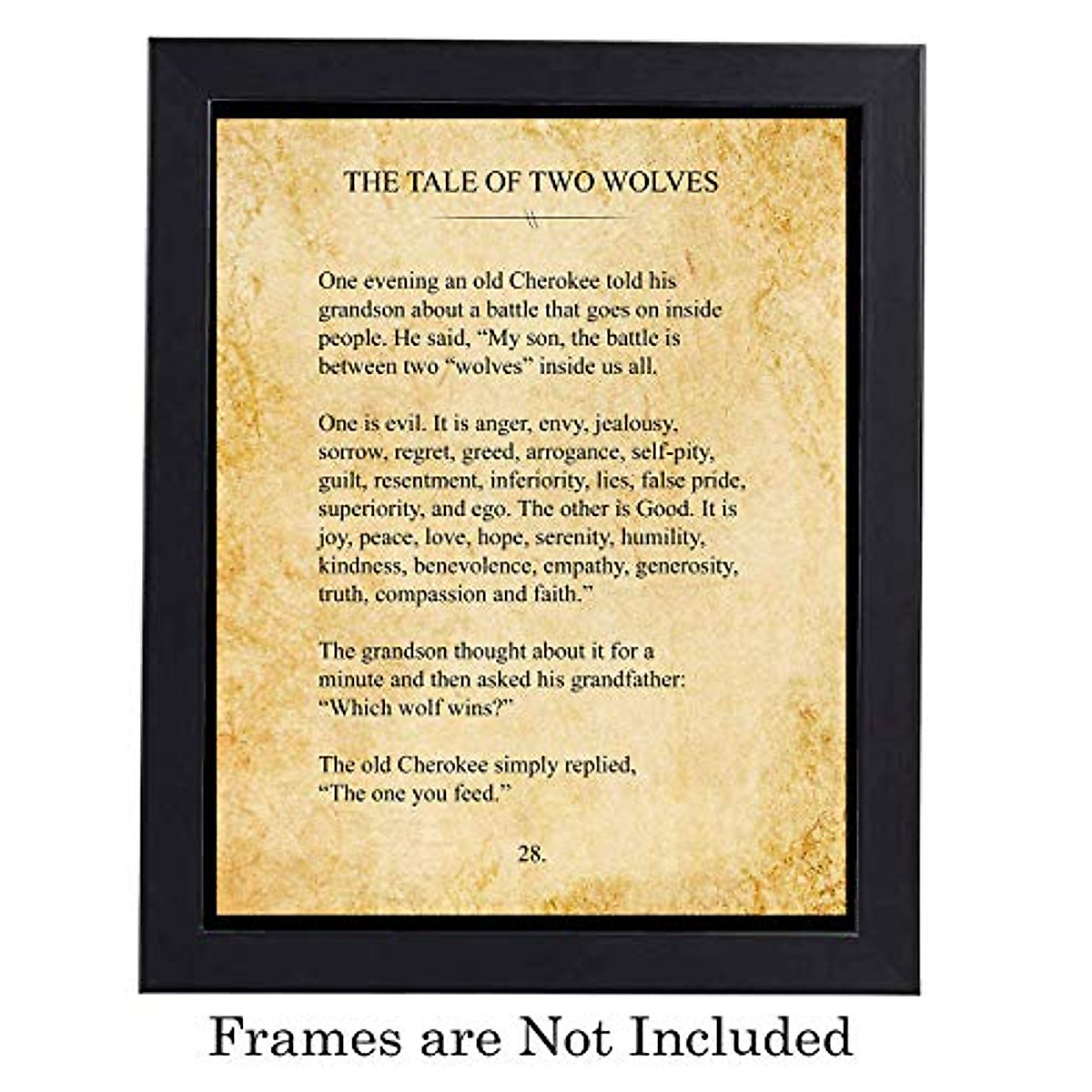 "The Tale of Two Wolves" Cherokee Indian Tale-Vintage Book Page Print -8 x 10" Spiritual Wall Art Print-Ready to Frame. Inspirational Home-Office-Classroom-Library Decor. Great Native American Sign!