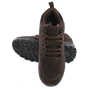 CALTO Men's Invisible Height Increasing Elevator Shoes - Dark Brown Suede Lace-up Hiking Boots - 4 Inches Taller - H0031 - Size 11 D(M) US