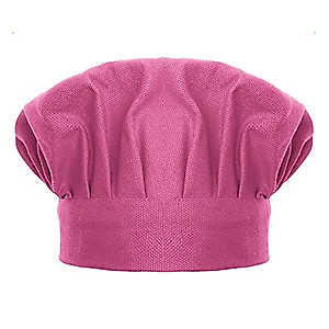 TopTie Chef Hat for Kid & Adult, Cotton Elastic Adjustable Kitchen Cooking Baking Hat-Hot Pink-S