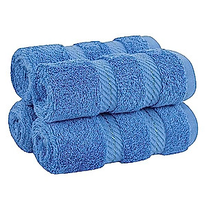 American Soft Linen Luxury Washcloths for Bathroom, 100% Turkish Cotton Washcloth Set of 4, 13x13 in Soft Washcloths for Body and Face, Wash Rags for Kitchen, Baby Washcloths, Electric Blue Washcloths