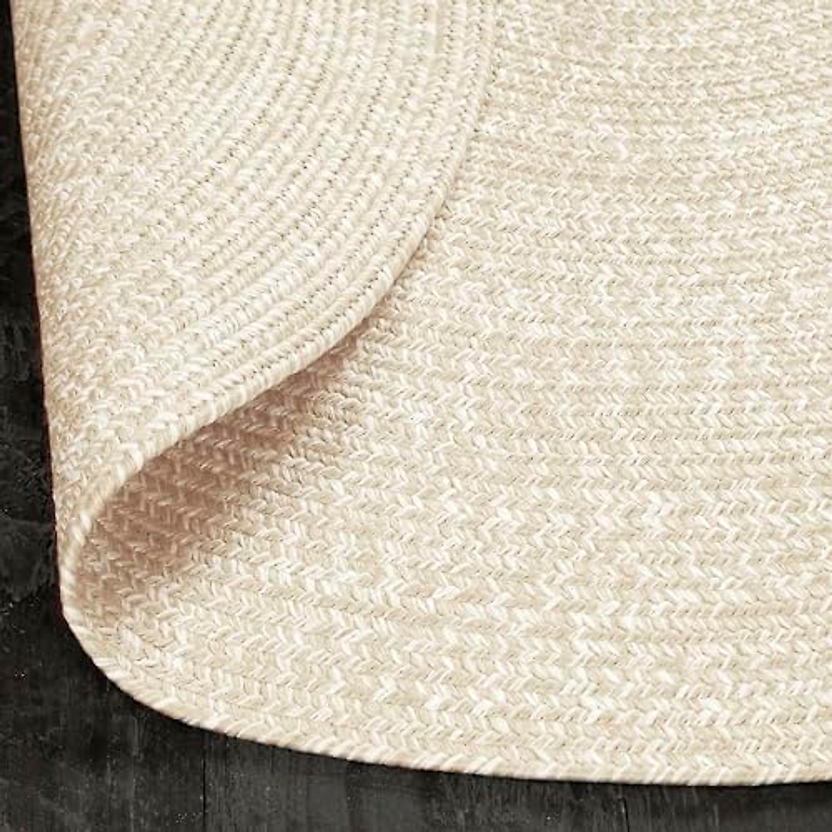 Superior Reversible Braided Indoor/Outdoor Area Rug, 4' x 6', Cream-White
