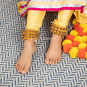 Art Of Creation Dancing Kathak Ghungroo Ankle Bells Pair | 3 Lines Musical Instrument Classical Bharatnatayam Kuchchipudi Dancking Ghungroo From India (60 Bell)