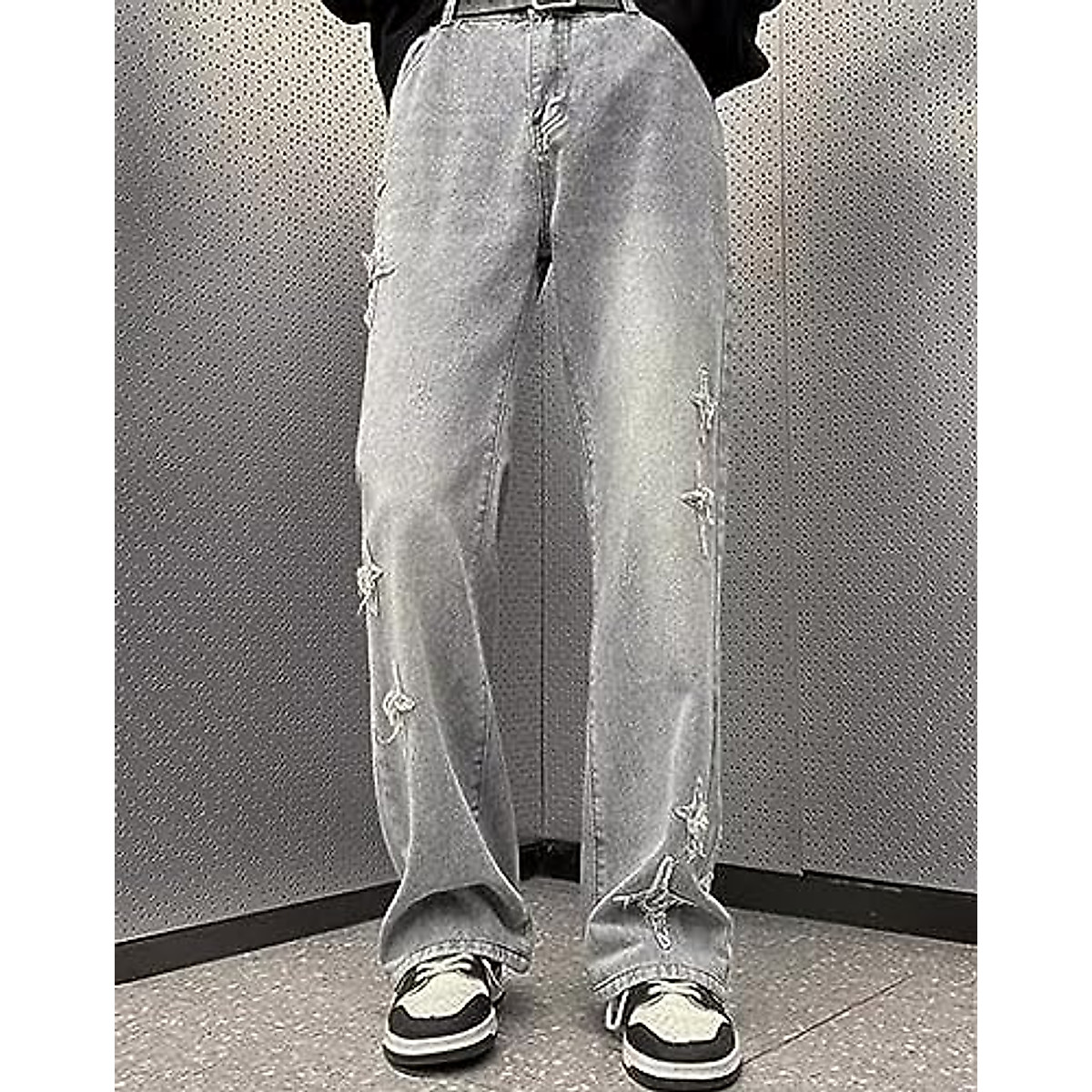 Kisswow Star Jeans Y2k Cargo Pants Women High Waist Ripped Jeans Womens Star Pants Aesthetic Pants Cyber Y2k Jeans for Women Cute Jeans for Teens