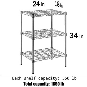 Regal Altair 18" Deep x 24" Wide x 34" Height Wire Shelving Kit | 3-Tier |NSF Commercial Storage Rack Unit