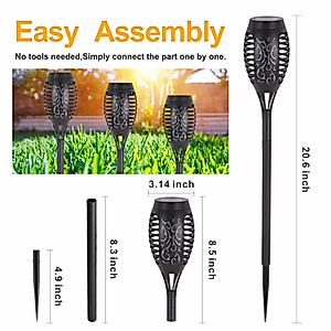 RIDALUX Solar Outdoor Lights Decorative with Flickering Flame: 12Pack Mini Solar Landscape Lights Waterproof - LED Torch Lights for Yard Patio Pathway (Yellow)