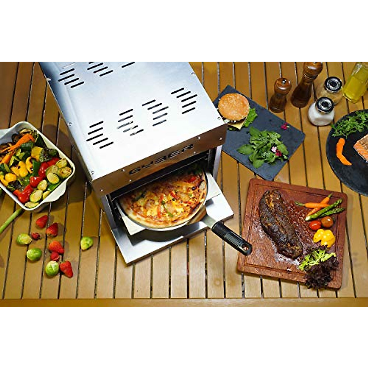 Dutton 2-in-1 Portable Outdoor Gas Grill Steak + Pizza Propane Infrared Grill | Efficient Heating Element