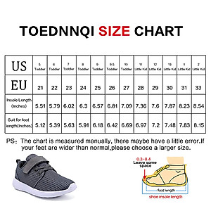 TOEDNNQI Boys Girls Sneakers Kids Lightweight Breathable Strap Athletic Running Shoes for Toddler/Little Kid/Big Kid Grey Size 9