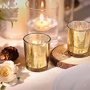 LETINE Gold Votive Candle Holders Set of 36 - Speckled Mercury Gold Glass Candle Holder Bulk - Ideal Candle Jars for Wedding Centerpieces, Party Supplies, Holiday Day Table Decor