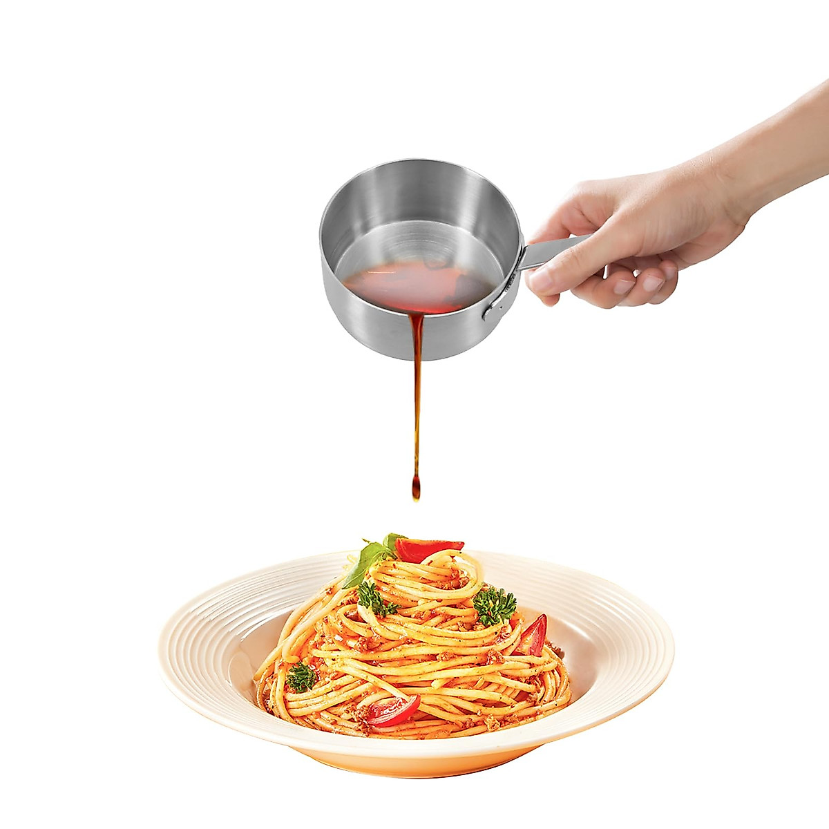 Mini Sauce Pan, Stainless Steel Sauce Pan Chocolate Melting Pot Mini Butter Coffee Milk Warmer Pot for Coffee Tea Soup Warming(Silver（60ML）)