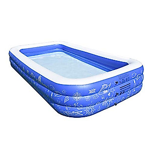 FC Design Backyard Swim Center for Kids, Adults, Babies, Toddlers, Blow up Large Rectangular Patio Garden Outdoor Inflatable Family Swimming Pools with Electric Air Pump Included, 117"D x 68"W x 22"H