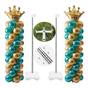2 Sets Metal Balloon Column Stand Kits with Base, Large Reusable Height Adjustable Balloon Holder Stick with Cups for Floor/Table Top Centerpiece,Perfect for Indoor/Outdoor Yard Party Decor