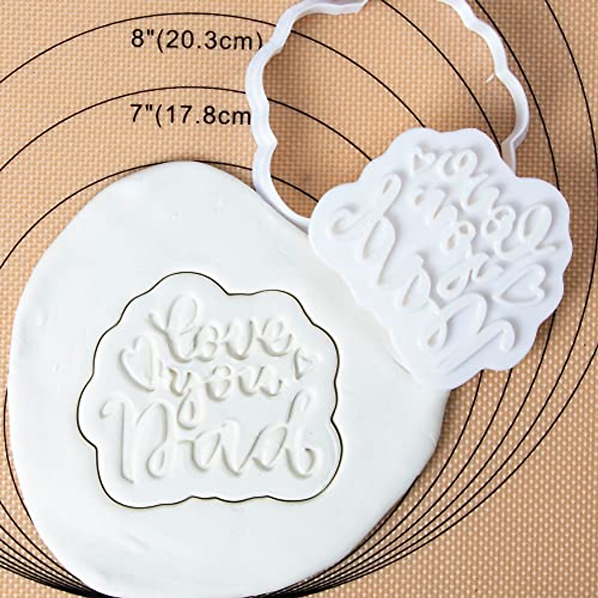 Flycalf Father Cookie Cutters with Plunger Stamps Hardware Love Dad Tools Letter Baking Detailed Kitchen Cake Decor Plastic 3.5" Cutter Molds Gifts