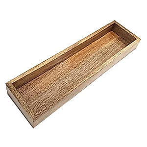 Handcrafted Rectangular Long Coffee Table Tray Wooden Serving Platter Trays Centerpiece for Housewarming Brown15 x 4 x 2 inches