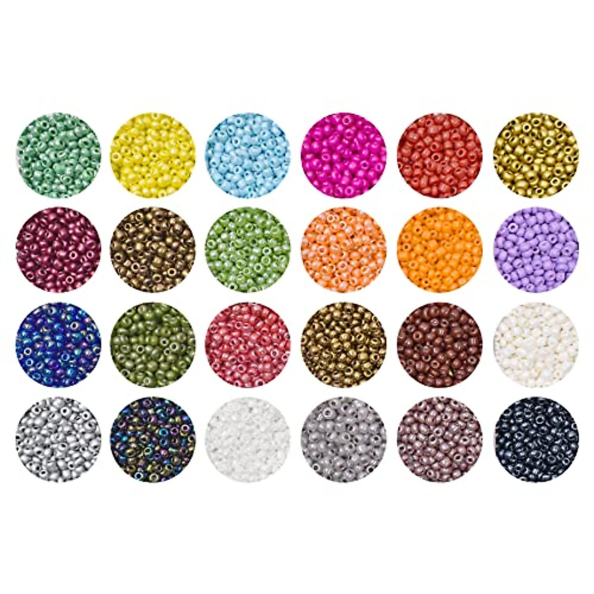 Bead Bracelet Kit - DIY Jewelry Making with Multi-Colored Glass Beads (24 Colors, 200 Pieces Each) and String in Classic Container