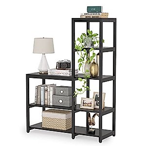 LITTLE TREE L Shaped Bookshelf Corner Etagere Bookcase for Living Room Home Office