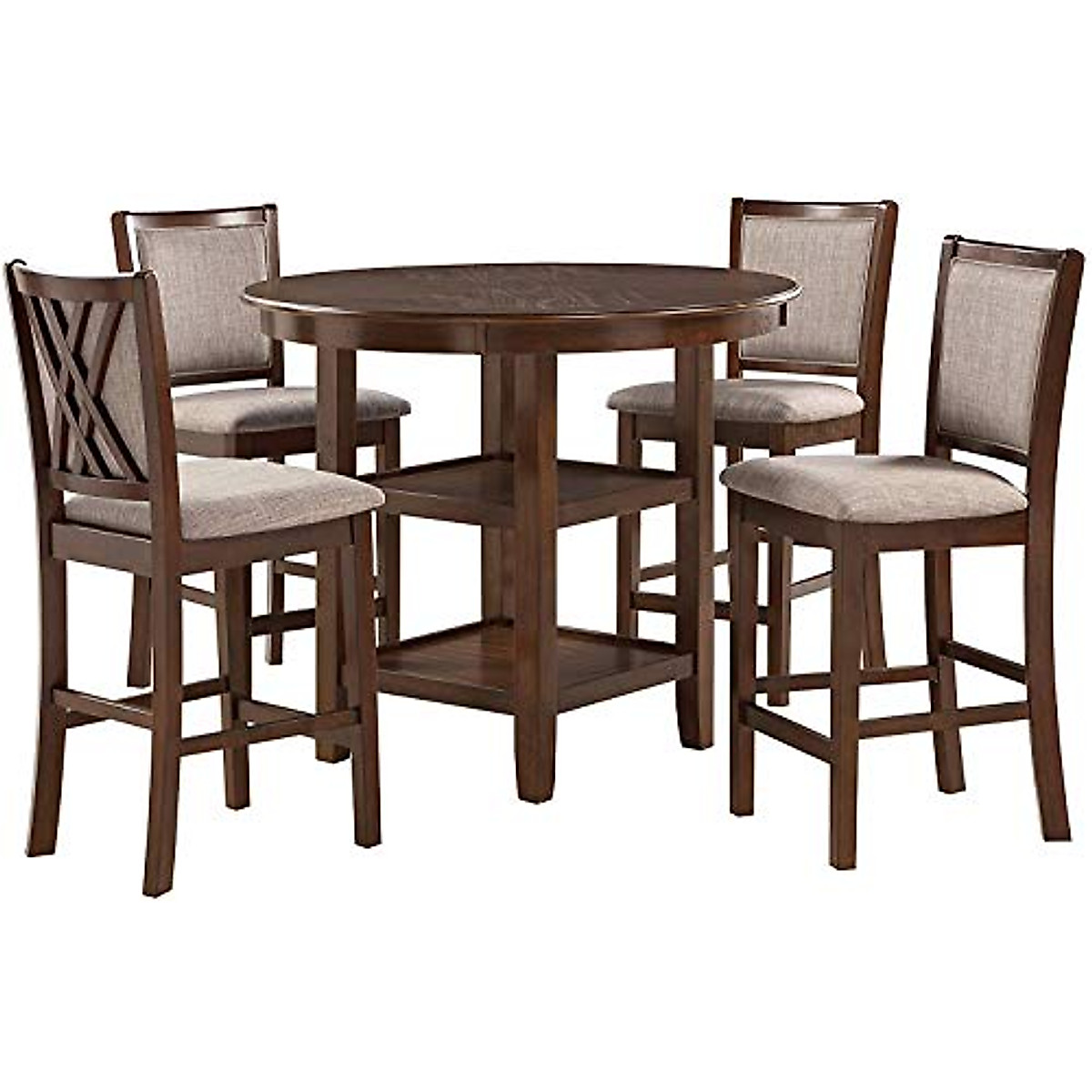 New Classic Furniture Amy 5-Piece Counter Dining Table Set, Cherry