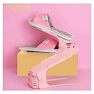 YuanBao JLLidcy 10pcs Durable Adjustable Shoe Organizer Footwear Support Slot Space Saving Cabinet Closet Stand Shoes Storage Rack Shoebox Shoe Organizers (Color : 10pcs Light Pink)
