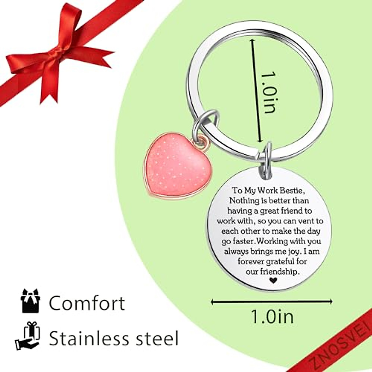 ZNOSVEI Work Bestie Keychain Coworker Gift Retirement Key Ring Colleague Jewelry Subordinate Gift, Work Bestie Keychain, Standard