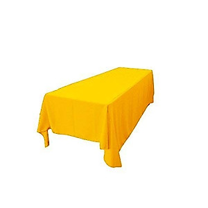 LA Linen Polyester Poplin Washable Rectangular Tablecloth, Stain and Wrinkle Resistant Table Cover 90x132, Fabric Table Cloth for Dinning, Kitchen, Party, Holiday 90 by 132-Inch, Yellow Dark