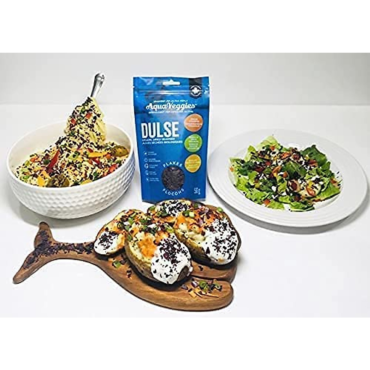 Aqua Veggies Organic Atlantic Dulse Flakes 4 Oz , Hand-Harvested, Sun-Dried Bay of Fundy, Excellent Source of Vitamins B6, B12, Iron, Iodine, Protein, Calcium and Fibre 4 Ounce