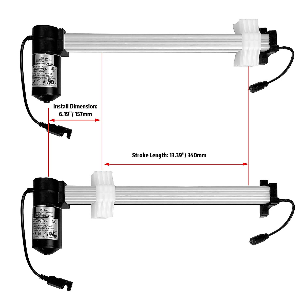 Kroshine Power Recliner Motor Replacement with Cord Model ML18-005 Linear Actuator for Sofa Lift Chair Couch Massage Seat Bed